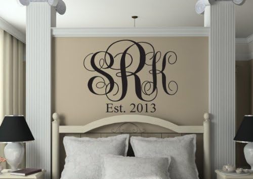 Amazon.com: Vinyl Name Wall Decal Nursery Baby Three Initial Year ...