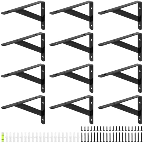 MUKLEI 12 PCS Shelf Brackets Heavy Duty, Wall Mounted Floating Table ...