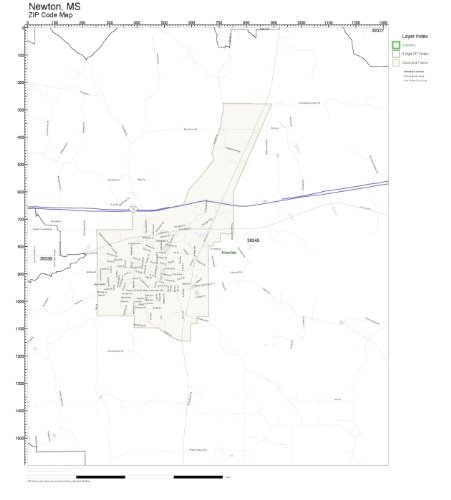 ZIP Code Wall Map of Newton, MS ZIP Code Map Not Laminated: Amazon.com ...