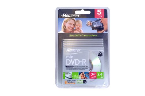 Memorex Mini DVD-R 8cm, 1.4GB Disc, with Jewel Box, 5 Pack - Buy ...