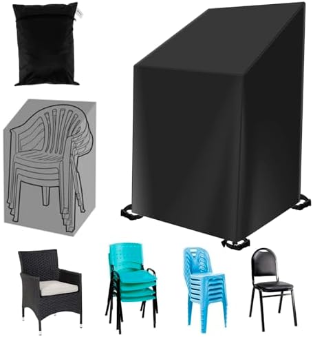 Amazon.com : 210D Stackable Patio Chair Covers, 27"L x 27"W x 47”H ...