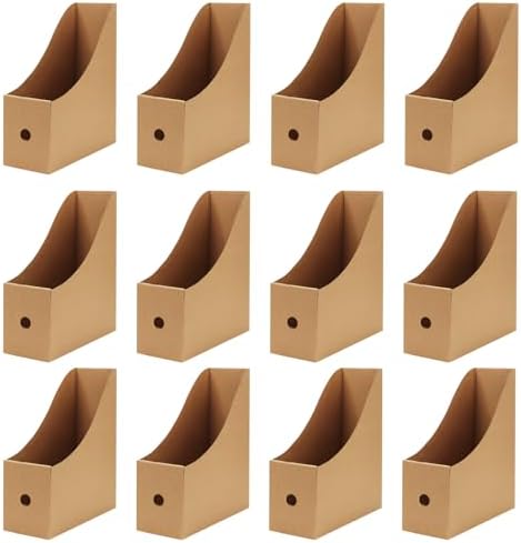JOIKIT 12-Piece Kraft Magazine Files, 26 x 9 x 27cm Cardboard Magazine ...