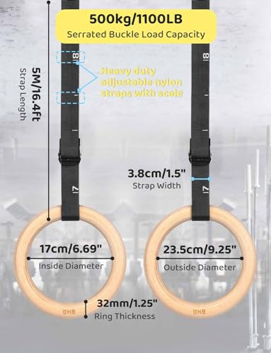 Snapklik.com : Gymnastic Rings Wooden Gym Rings 1.25 Olympic Rings ...