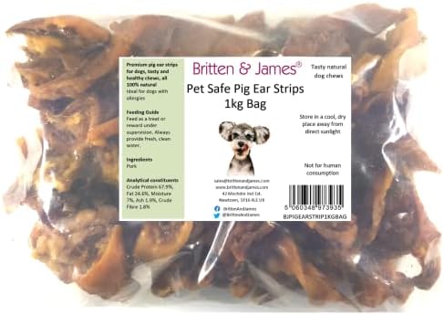 Britten & James Pig Ear Strips for Dogs (1kg refill bag). A 100% ...