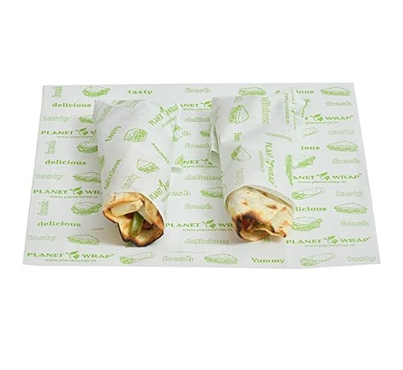 Pizza/Roti Wrapping Paper, 12" x 10", Pack of 80 Sheets, 25 Meters ...