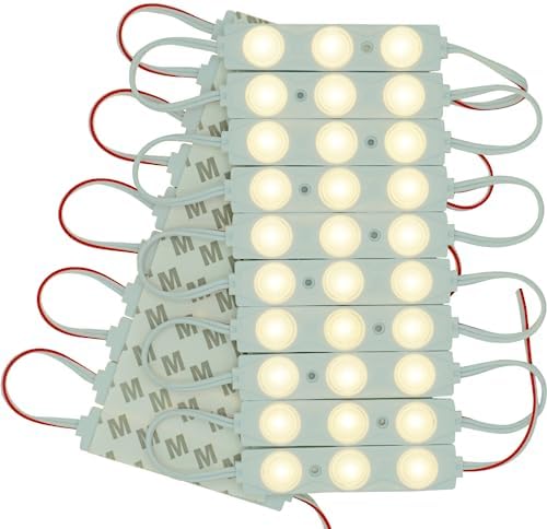 10st 5050, LED Modul Wasserdicht IP65, 3 SMD 5050 LEDs warmweiss 0.72W ...