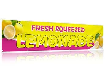 HunnmingRe 2 x 10 ft Pink Lemonade Sign Vinyl Banner Fresh Squeezed ...