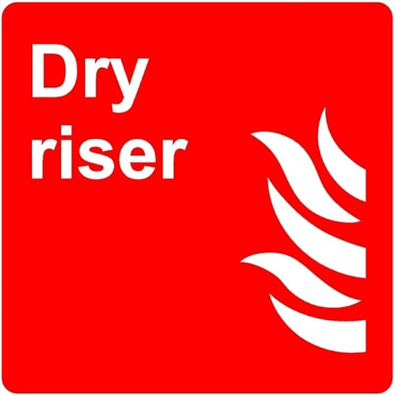 Dry riser fire safety sign - Self adhesive sticker (100mm x 100mm ...