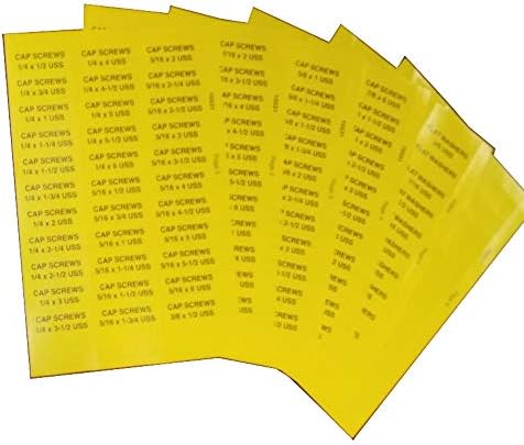 Amazon.com: Clipsandfasteners USS Fastener Bin Labels - Yellow, Vinyl ...
