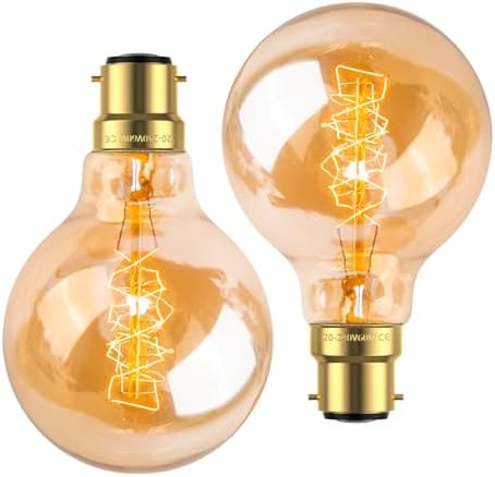 BrightArk B22 Vintage Decorative Light Bulbs G80 Dimmable Filament ...