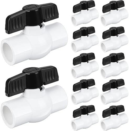 Amazon.com: Therwen 12 Pcs 1/2" PVC Ball Valve Water Shut off Valve PVC ...