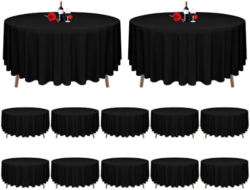 Amazon.com: Showgeous 12 Pack Black Round Tablecloth 90 Inch Washable ...
