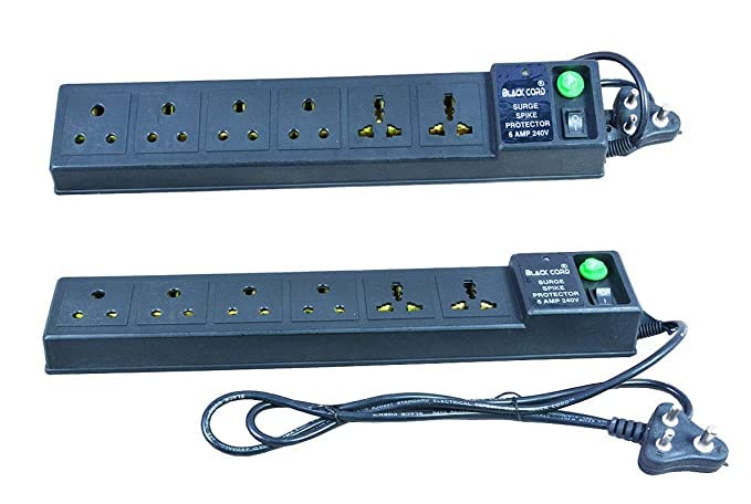 Buy Black Cord 6+1 Spike Buster, Power Strip Extension Board Multi ...