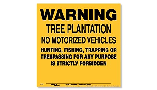 Amazon.com: Voss Signs Yellow Polyethylene Warning Tree Plantation ...