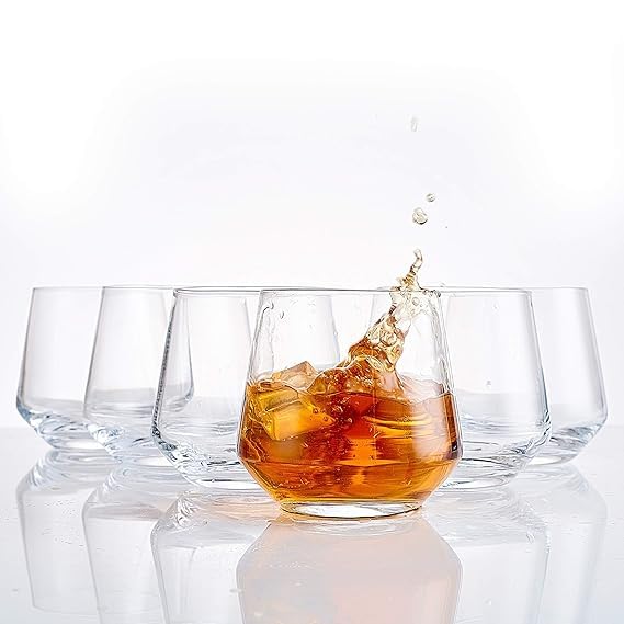 GRETZOMALL Crystal Oval Shape Glass Classic Old Fashioned Cocktail ...