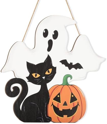 Amazon.com: Halloween Door Decorations Happy Halloween Sign Cute Ghost ...