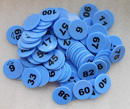 Tambola Plastic Tokens/Coins with Numeric Numbers 1 to 100 (Pack of 100 ...