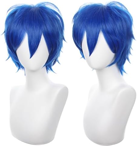 Amazon.com: COSPLAZA Blue Cosplay Wig Short Spiky Fluffy Heat Resistant ...