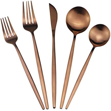 Amazon.com | Gugrida Copper Gold Flatware, Royal 5 Pieces Luxury Matte ...