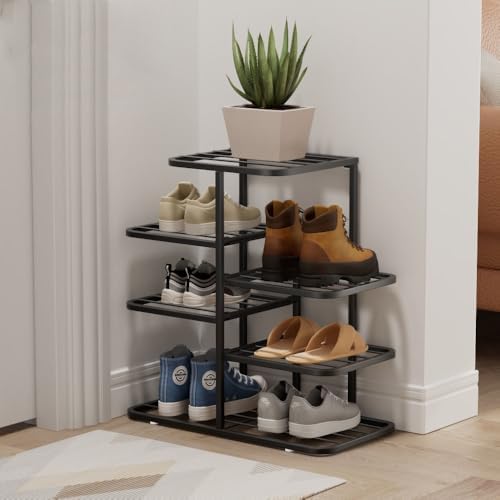 Amazon.com: YYW Vertical Shoe Rack- Metal Narrow Shoes Shelf- 2 Rows ...