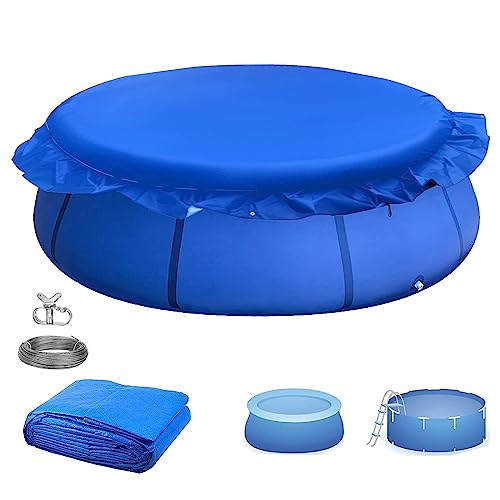 Round Pool Cover, Inflatable Pool Cover with Drawstrings, Above Ground ...