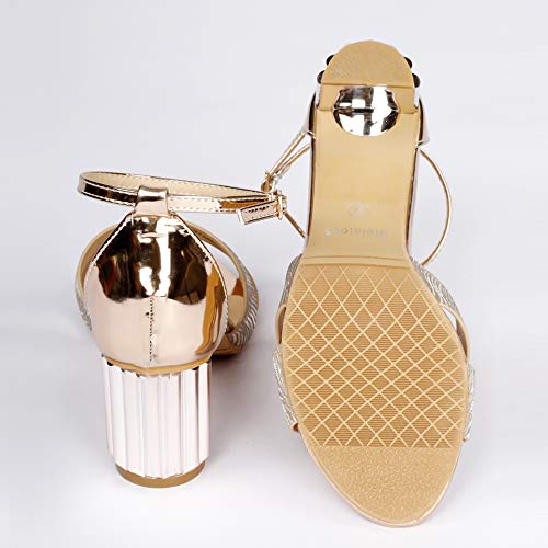 Buy Stelatoes Women's PU Champagne Heels Sandals (Heel Height : 3 ...