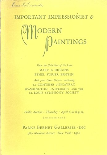 Parke-Bernet Galleries Inc.: Important Impressionist and Modern ...