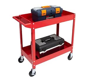 HPDMC 300 lb Capacity Red Steel Tool Service Push Cart with 2 Shelves : Amazon.in: Home & Kitchen