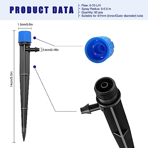 VooGenzek 50 PCS 360 Degree Adjustable Irrigation Dripper Sprinkler ...