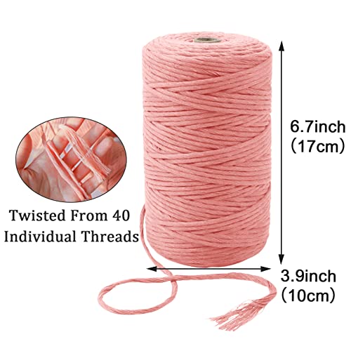 Uiopa Macrame Cord 3mm x 200m, Single Strand Twist Macrame Cotton Cord ...