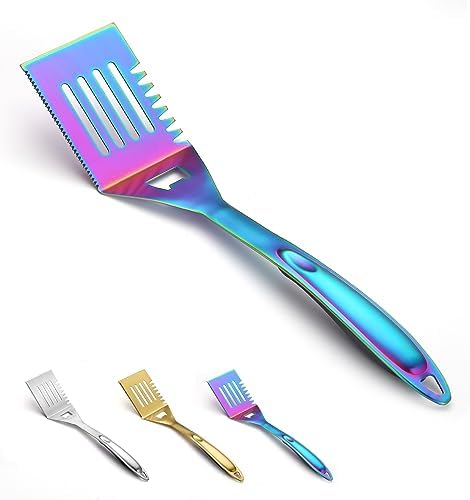 Evanda BBQ Metal Spatula, Stainless Steel Pancake Spatulas, Perforated ...