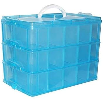 3 Tier Plastic Stackable Storage Box - H18xW24xD15cm Blue Plastic ...