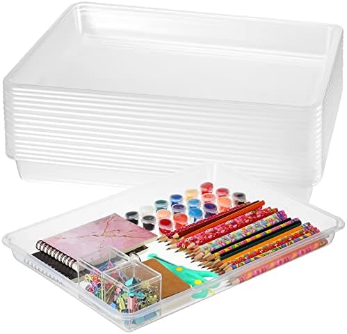 Amazon.com: Maitys 24 Pcs Art Plastic Tray Activity Stackable Shallow ...