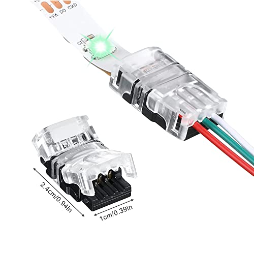 KAITOK 3 Pin 10mm LED Strip Connectors DIY Strip to Wire Connectors ...