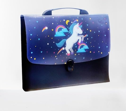 Shamrithi File Folder with Handle and Push Lock – Unicorn Theme with 12 ...