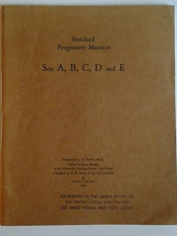 Standard progressive matrices sets A,B,C,D & E. 1974 Edition: J.C ...