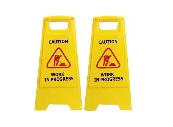 Mitrin Work In Progress Sign Board (Pack Of 2), Work In Sign Board ...