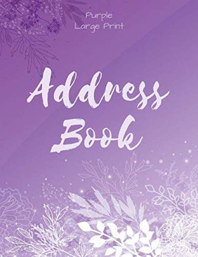 Purple Address Book Large Print: Cute Floral Phone Address Book for ...