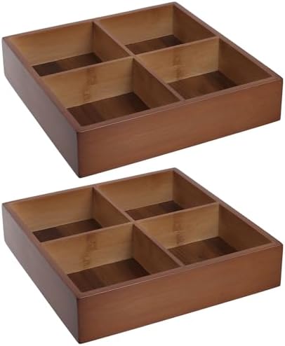 Amazon.com | FUNSUEI 2 PCS Multi Compartment Wooden Tray, Divided ...