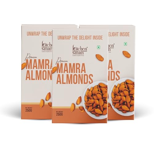 KitchenSmith Mamra Almonds - Pack of 3 (250gm Each) | High In ...