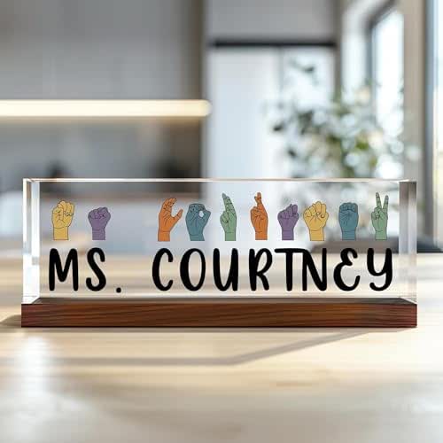 Amazon.com: CleveFit Personalized Sign Language Desk Name Plate ...