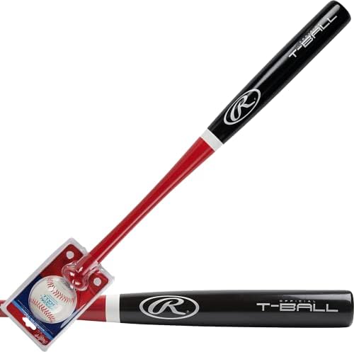 Rawlings | WOOD BAT / BALL COMBO | 25″ Ash Wood Bat + Official T-Ball ...