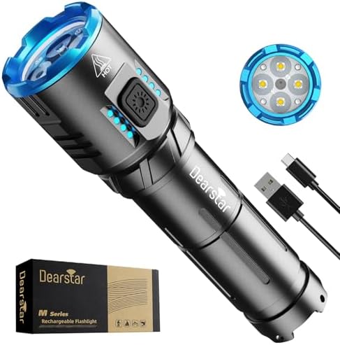 Dearstar Rechargeable Flashlights Mini Tactical High Lumen, Super ...