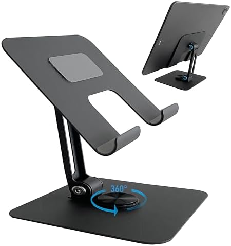 TARKAN 360 Degree Rotating Adjustable Metal Tablet Stand, Foldable Desk ...