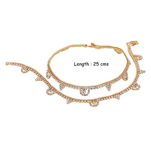 Shreyadzines CZ Stone Gold Polish anklets/pajeb/payal for Women and ...