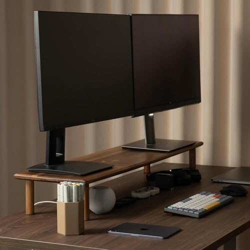carpentray 80cm Wooden Computer Long Monitor Stand, Monitor Riser Desk ...