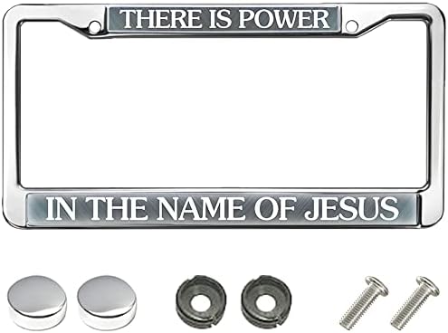 Amazon.com: License Plate Frame Jesus Quote There is Power in The Name ...
