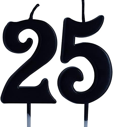 Amazon.com: Black 25th Birthday Candle, Number 25 Years Old Candles ...