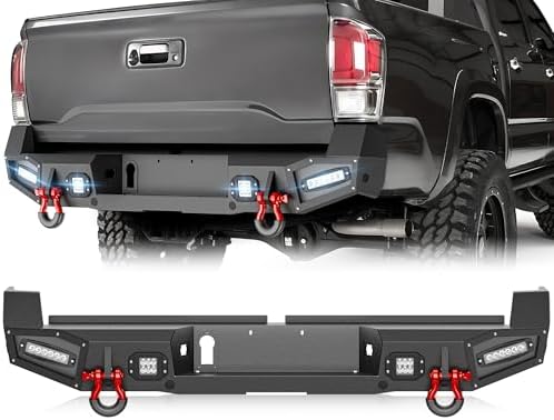 Amazon.com: Hooke Road Tacoma Front Winch Bumper w/Skid Plate & Rear ...