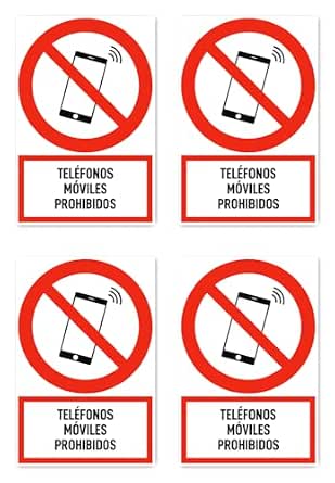 Stickers: 150 x 100 mm, Pack of 4 – Mobile Phones Prohibited – Language ...